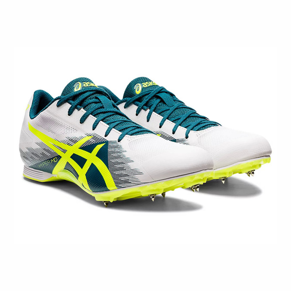 博客來-Asics Hyper MD 7 [1091A018-100] 男女 田徑 釘鞋 中距離 支撐 輕量 亞瑟士 白 螢光黃