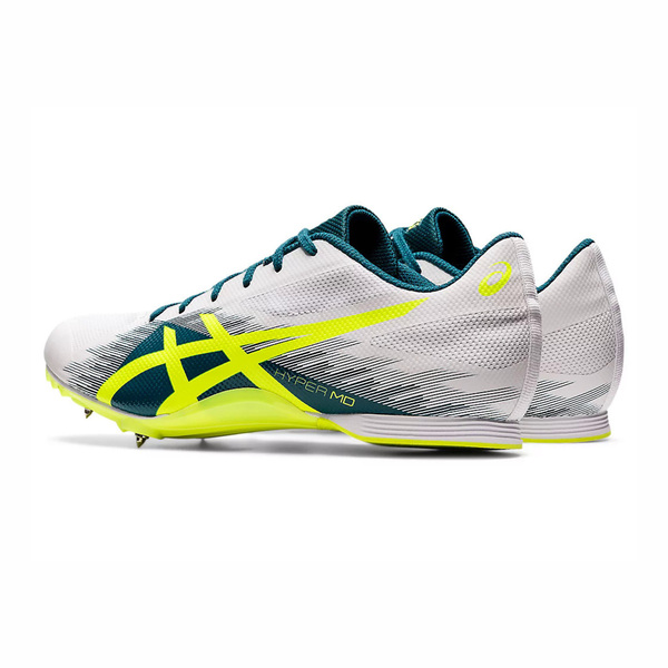 博客來-Asics Hyper MD 7 [1091A018-100] 男女 田徑 釘鞋 中距離 支撐 輕量 亞瑟士 白 螢光黃