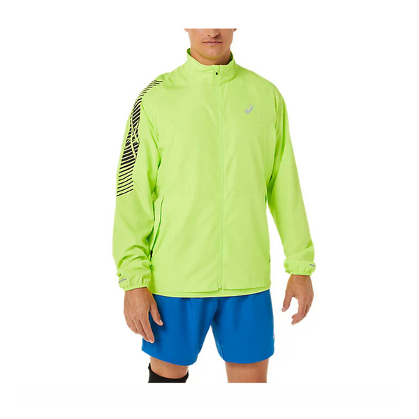 博客來-Asics Icon Jacket [2011B051-300] 男 外套 夾克 平織 運動 慢跑 虎爪 反光 螢光綠