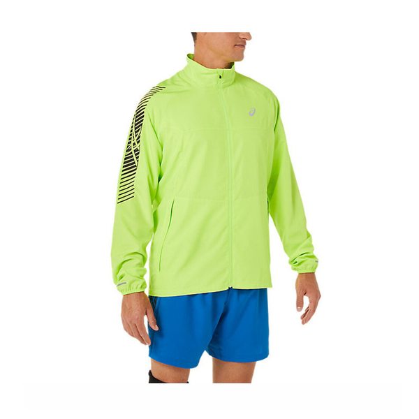 博客來-Asics Icon Jacket [2011B051-300] 男 外套 夾克 平織 運動 慢跑 虎爪 反光 螢光綠