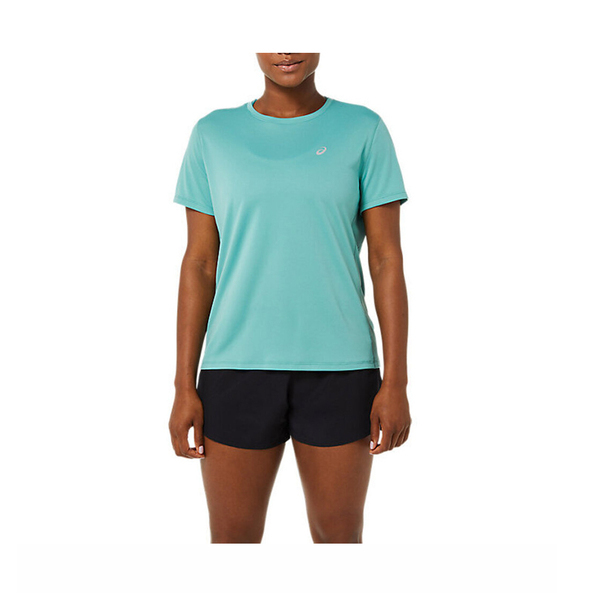 博客來-Asics [2012A827-302] 女 短袖 T恤 上衣 海外版 運動 慢跑 輕質 快乾 反光 亞瑟士 湖水綠