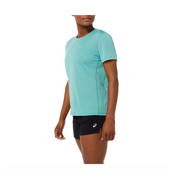博客來-Asics [2012A827-302] 女 短袖 T恤 上衣 海外版 運動 慢跑 輕質 快乾 反光 亞瑟士 湖水綠
