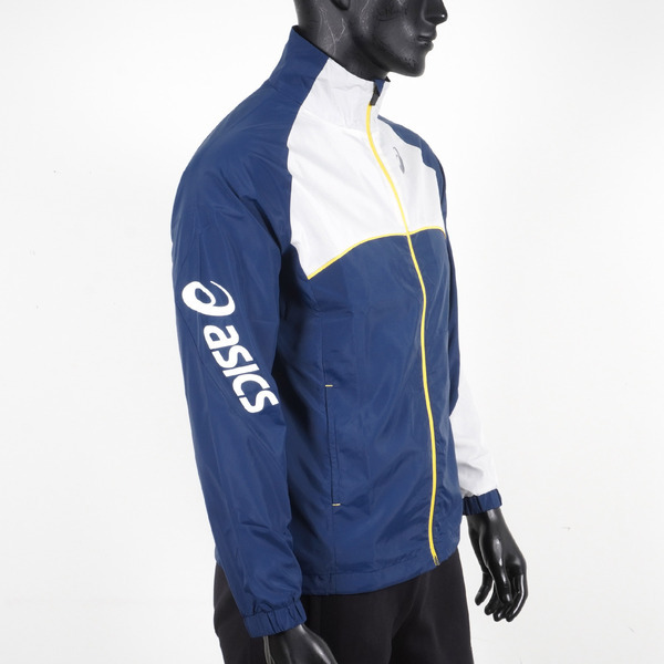 博客來-Asics [2033B282-400] 男 平織 外套 運動 訓練 慢跑 休閒 高領 縮口 透氣 亞瑟士 藍白 2XL 深藍/白