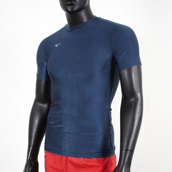 博客來-Mizuno BIOGEAR [32MA815214] 男款 圓領 短袖 緊身衣 吸汗 快乾 合身 彈性 美津濃 藍 XL 深藍/黑