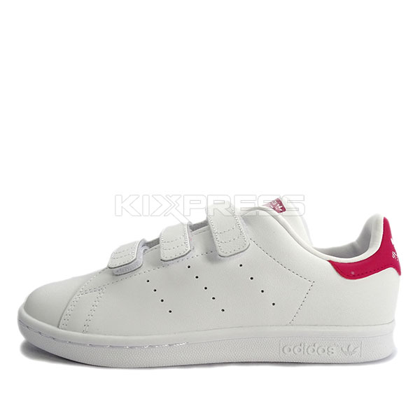 博客來-Adidas Stan Smith CF C [B32706] 中童鞋 運動 休閒 復古 經典 愛迪達 白綠 魔鬼氈