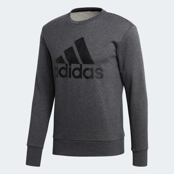 博客來-Adidas ESS LOGO CREW [CZ7538] 男款 運動 休閒 棉質 長袖 上衣 大學T 愛迪達 灰黑 S 灰/黑