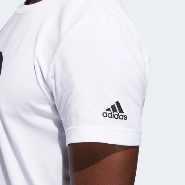博客來-Adidas Live by Ball GRA T [DU6449] 男 圓領 短袖 休閒 籃球 棉T 愛迪達 白 XL 白/黑