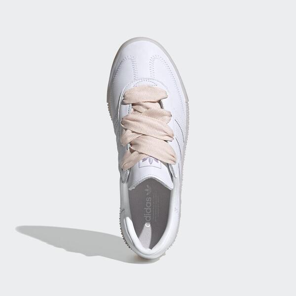 博客來-Adidas Sambarose W [FY3030] 女鞋 運動休閒 經典 穿搭 厚底 寬版鞋帶 愛迪達 白 粉紅