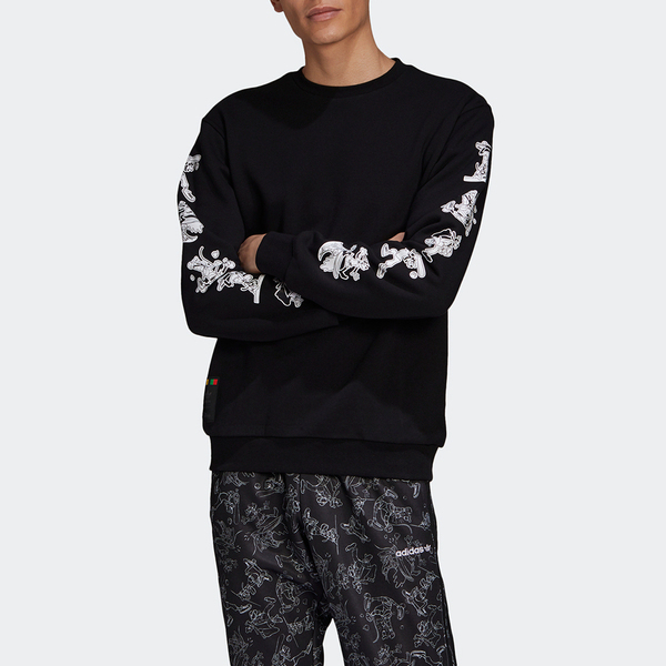 博客來-Adidas Originals Goofy Crew [GD6025] 男 長袖 上衣 休閒 迪士尼 高飛 愛迪達 黑