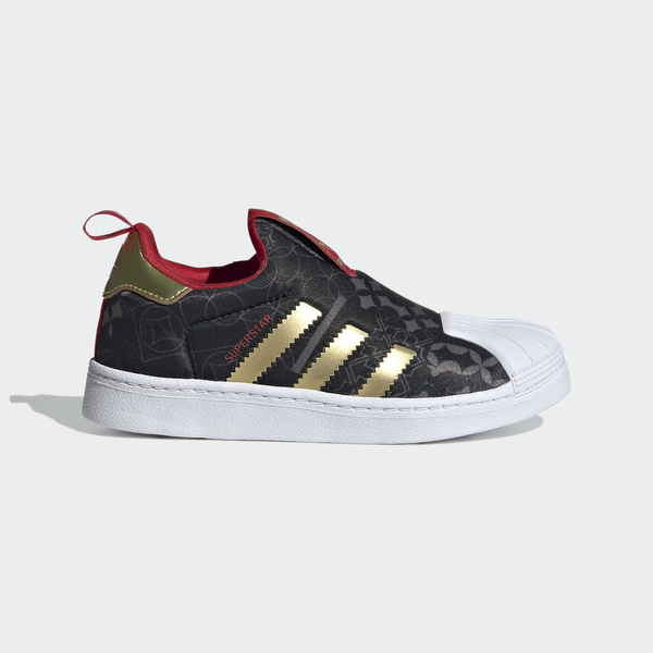 博客來-Adidas Superstar 360 C [GX6339] 中童 休閒鞋 經典 中國新年 舒適 緩震 愛迪達 黑 金 20 黑/金