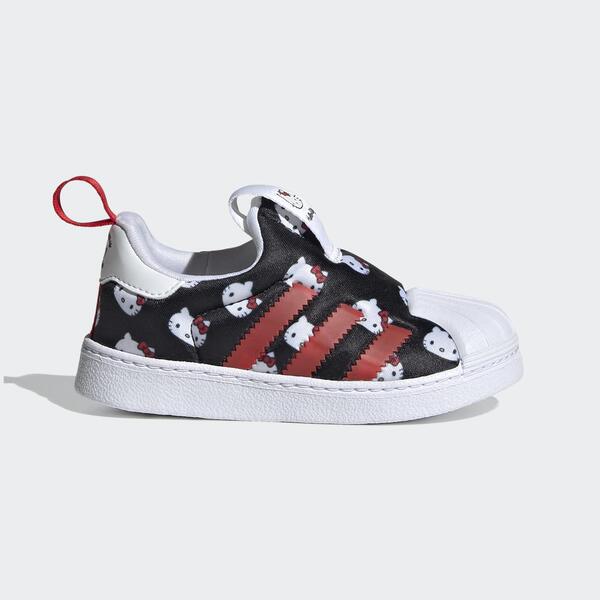 博客來-Adidas Superstar 360 I [GY9214] 小童 嬰兒鞋 襪套 Hello Kitty 聯名 黑紅