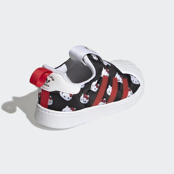 博客來-Adidas Superstar 360 I [GY9214] 小童 嬰兒鞋 襪套 Hello Kitty 聯名 黑紅