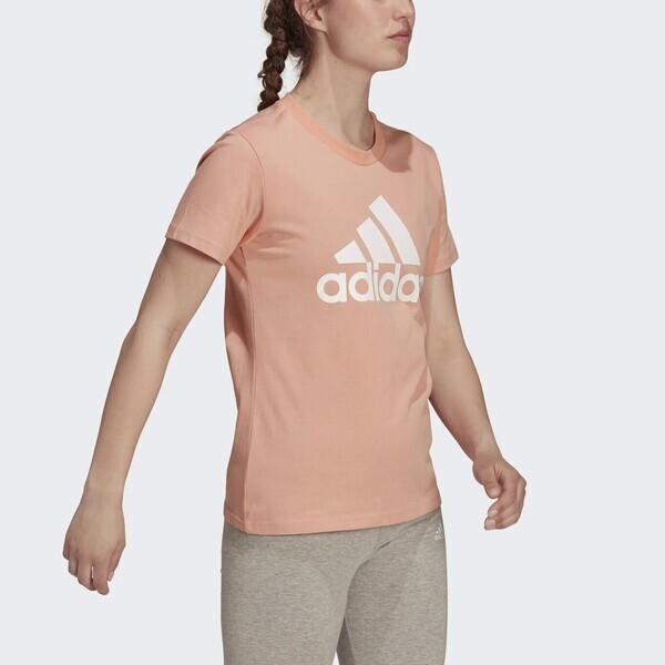 博客來-Adidas W Bl T [H07810] 女 短袖 上衣 T恤 運動 休閒 棉質 舒適 重磅 愛迪達 粉紅