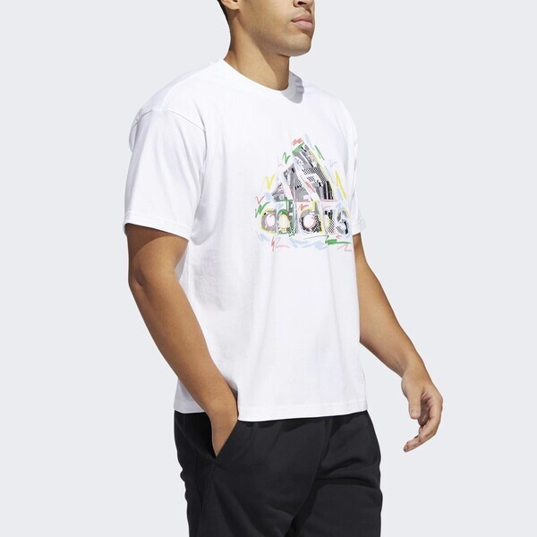 博客來-Adidas Pride Tee [HC4456] 男 短袖 上衣 T恤 運動 休閒 塗鴉 愛迪達 白