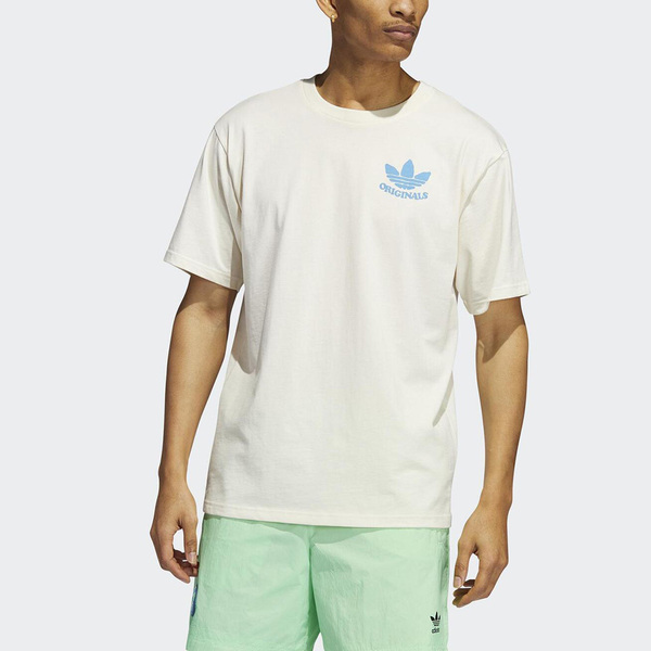 博客來-Adidas Happy Earth Tee [HI2962] 男 短袖 上衣 T恤 經典 休閒 國際版 親膚 棉質 米