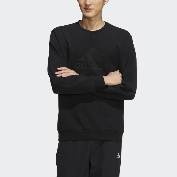 博客來-Adidas Th Logo Swt [HY5828] 男 長袖上衣 運動 訓練 休閒 輕量 柔軟 舒適 亞洲版 黑