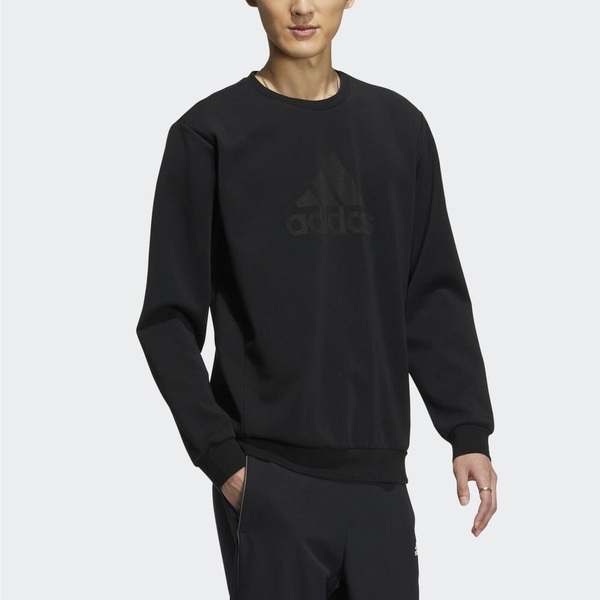 博客來-Adidas Th Logo Swt [HY5828] 男 長袖上衣 運動 訓練 休閒 輕量 柔軟 舒適 亞洲版 黑