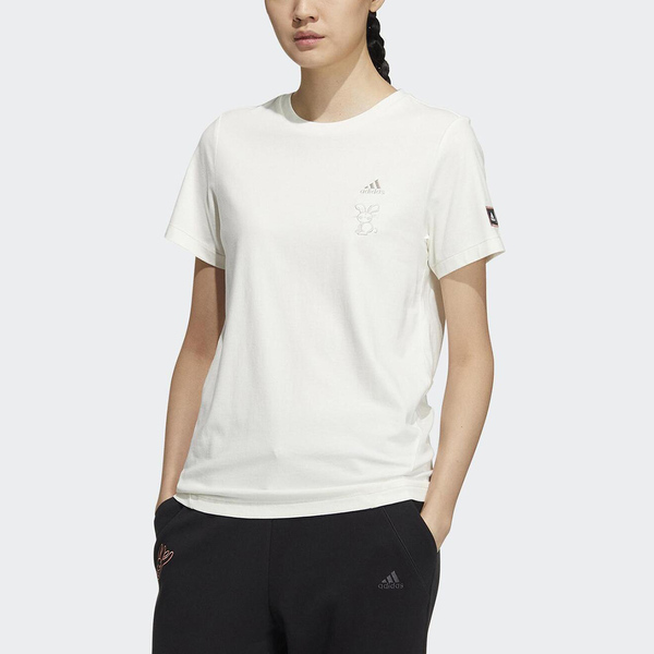 博客來-Adidas GFX Tee [HZ3006] 女 短袖 上衣 T恤 亞洲版 運動 休閒 新年款 圓領 棉質 舒適 白