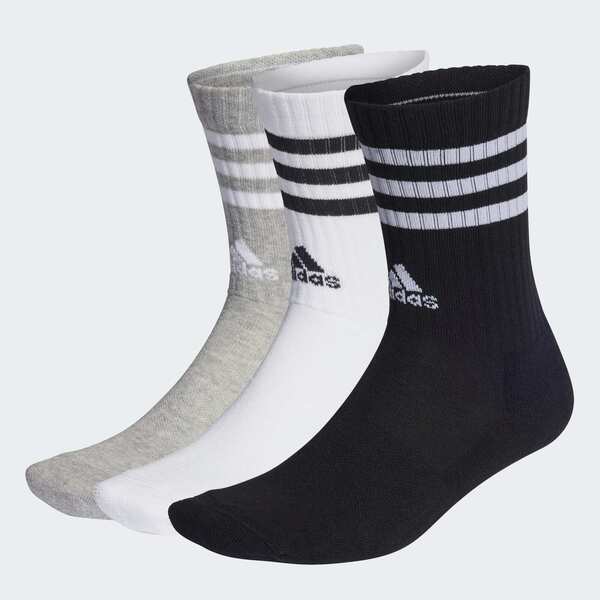 博客來-Adidas 3s C Spw Crw 3p [IC1323] 中筒襪 運動襪 透氣 舒適 足弓支撐 3雙入黑灰白