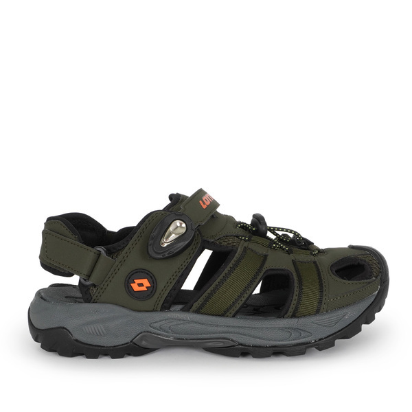 博客來-Lotto Sandals [LT1AMS3165] 男鞋 運動 涼鞋 拖鞋 排水 護趾 夏天 軍綠