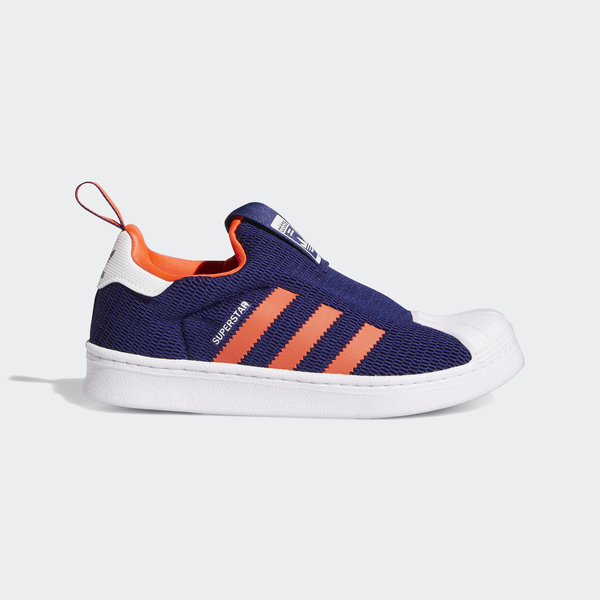 博客來-Adidas Superstar 360 C [Q46311] 中童鞋 運動 休閒 保護 易穿脫 彈性 愛迪達 深藍 橘