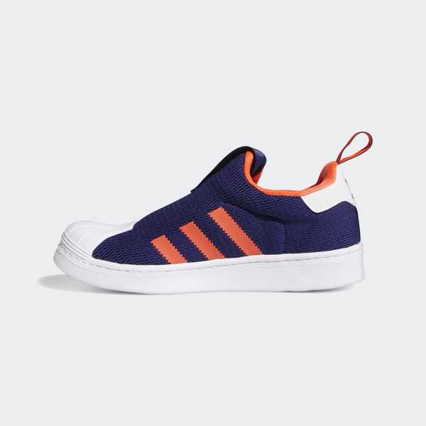博客來-Adidas Superstar 360 C [Q46311] 中童鞋 運動 休閒 保護 易穿脫 彈性 愛迪達 深藍 橘